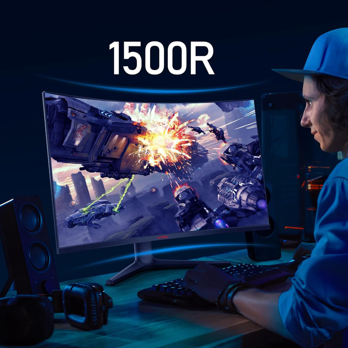 KOORUI 32E6QC 32 inch QHD (2560 x 1440) 2K Display, 170Hz 1500R HDR10 ...